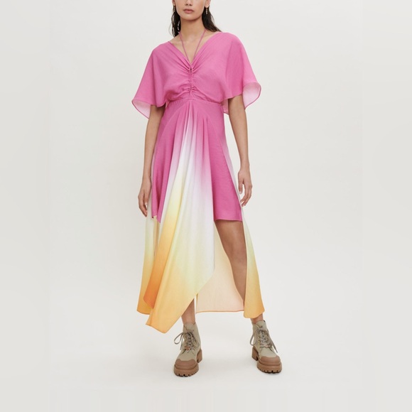 Maje | Dresses | Maje Rachelly Dip Dye Batwing Sleeve Midi Dress | Poshmark